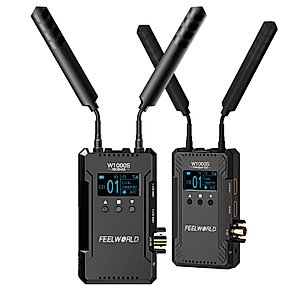 FEELWORLD W1000S Wireless Video Transmission System SDI Dual HDMI Transmitter and Receiver Full Duplex Intercom Live Streaming 1000FT Long Range with 0.08S Low Latency