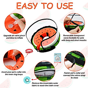 MRSOHRET Dog Cone,Dog Surgery Collar,Dog Cones for Small Medium Large Dogs,Inflatable Cone for Dogs,Watermelon Dog Cone Collar, Does not Impede Vision Dog Recovery Collar