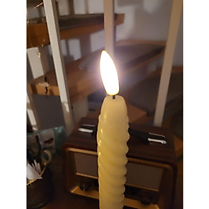 Lasumora Flameless Taper Candles Flickering with Remote Timer, LED Taper Candles Battery Operated Warm 3D Wick Spiral Window Candles 6 Pack Real Wax Wedding Home Birthday Christmas Decor 9.8" Ivory