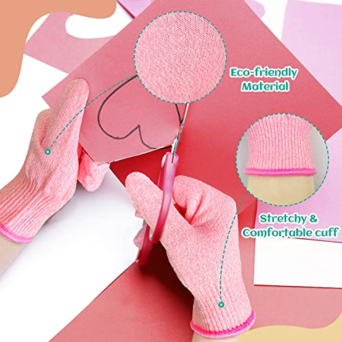 Evridwear Cut Resistant Gloves for Kids 7-9 Years, Level 5 Protection Cutting Gloves Food Grade for Cooking, Whittling, Wood Carving, Gardening and DIY