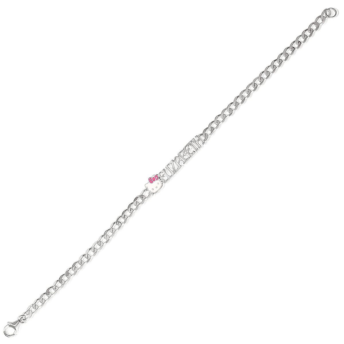 Hello Kitty Sanrio Personalized Curb Bracelet 7" - Sterling Silver Custom Bracelet Officially Licensed