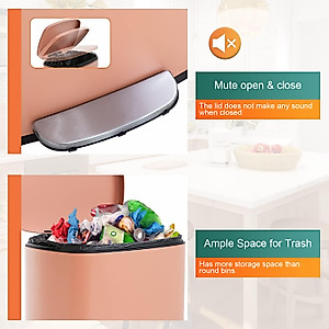 13.2 Gallon(50L) Trash Can, Fingerprint Proof Stainless Steel Kitchen Garbage Can with Removable Inner Bucket and Hinged Lids, Pedal Rubbish Bin for Home Office