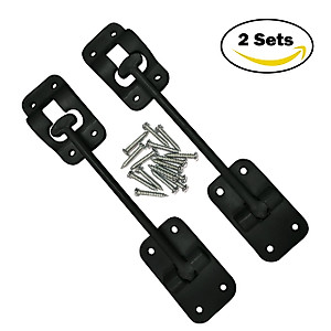 Camp'N 6" RV Door Holder and Latch - Camper & Trailer Door Catch - T Style OEM - Black 2 Pack with Hardware