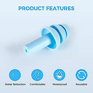 Reusable Silicone Ear Plugs - Rowotup Ultra Soft Waterproof Noise Cancelling Earplugs for Sleeping, Swimming, Snoring, Shooting, Concerts, Work - 28dB Highest Noise Reduction Rating (NRR) - 5 Pairs