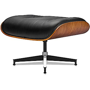 Genniyz Century Lounge Chair and Ottoman, Modern Chair Classic Design, Top Black Grain Leather Palisander Wood, Heavy Duty Base Support for Living Room Study Lounge Office Standard