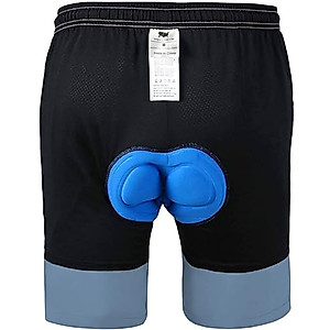 Men's Mountain Bike Shorts 3D Padded Bicycle MTB Shorts Loose-fit Lightweight MTB Cycling Shorts (Blue-L)