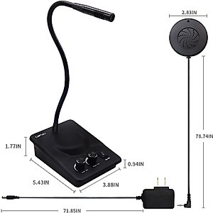 CallToU Window Speaker Intercom System,Dual Way Anti-Interference Intercommunication Microphone Talk Through Glass Window,for Business,Bank,Office,Hospital,Counter,Store,Station,School and More