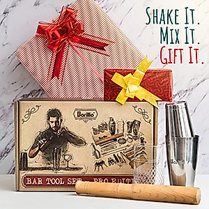 Cocktail Shaker Set Bartender Kit by BARILLIO: Complete Bar Tool Set | Stainless Steel Barware Essentials, Premium Mixology Gear