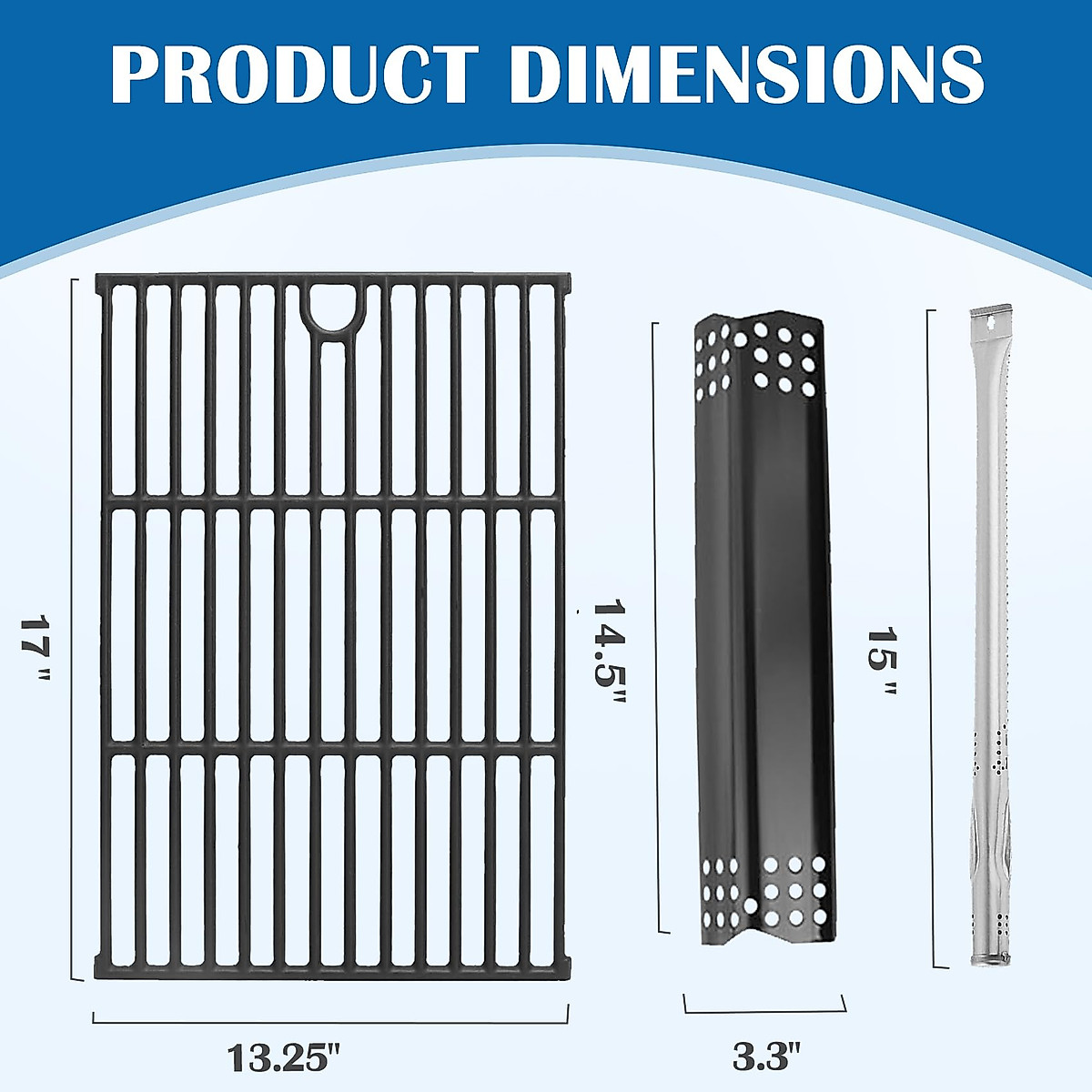 SafBbcue EG Grill Parts Kit for Expert Grill 4 Burner 720-0789H Gas Grill Replacement Parts, Expert 720-0789MB Gas Grill Parts, Grills Coking Grates, Heat Plates Flame Tamer, Burner Tubes, Heavy Duty