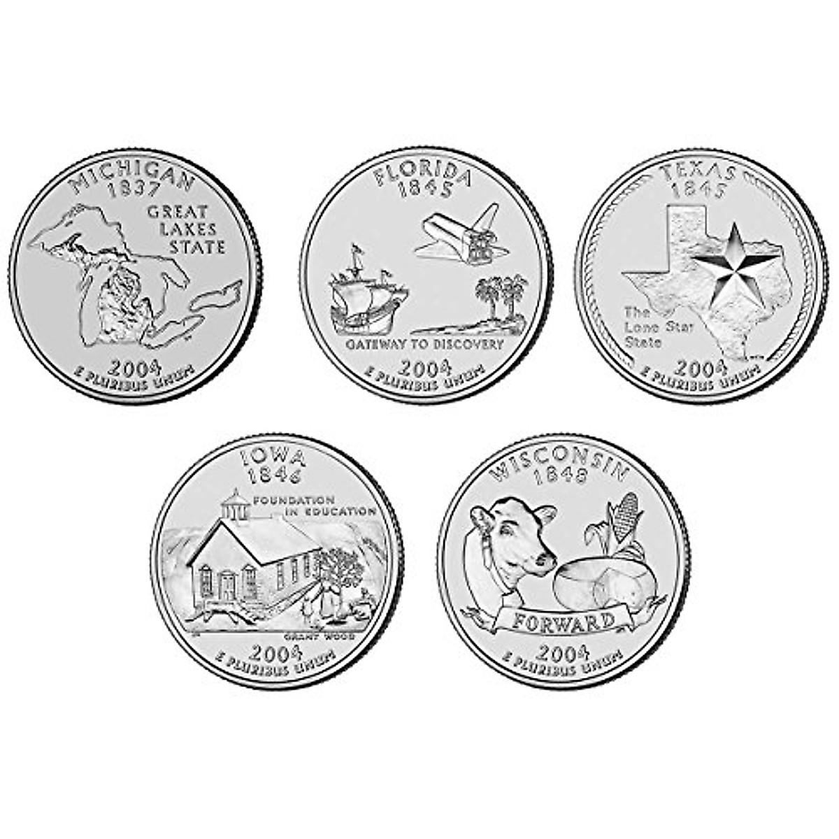 2004 P, D BU Statehood Quarters - 10 coin Set Uncirculated