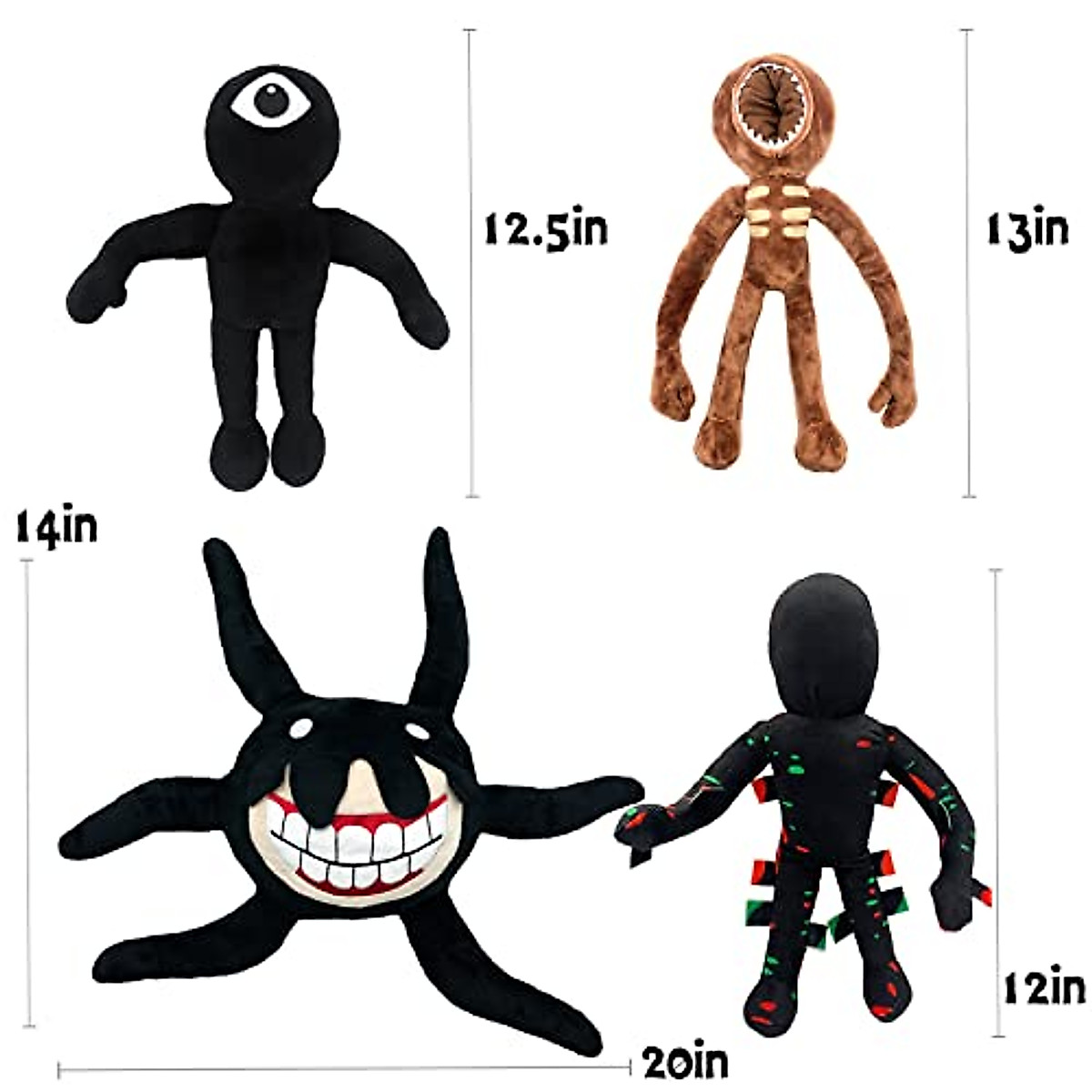 Lesome Doors Plushies Doors Plush Set of 4 New Monster Horror Game Stuffed Figure Doll Halloween Christmas Birthday Great Choice for Graduation Gift Party Favors (C-Door)