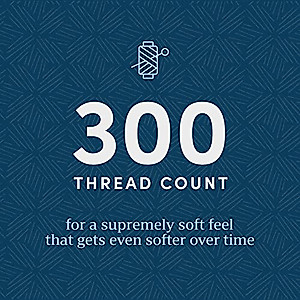 Amazon Aware 100% Organic Cotton 300 Thread Count Duvet Cover Set - Navy, Full/Queen