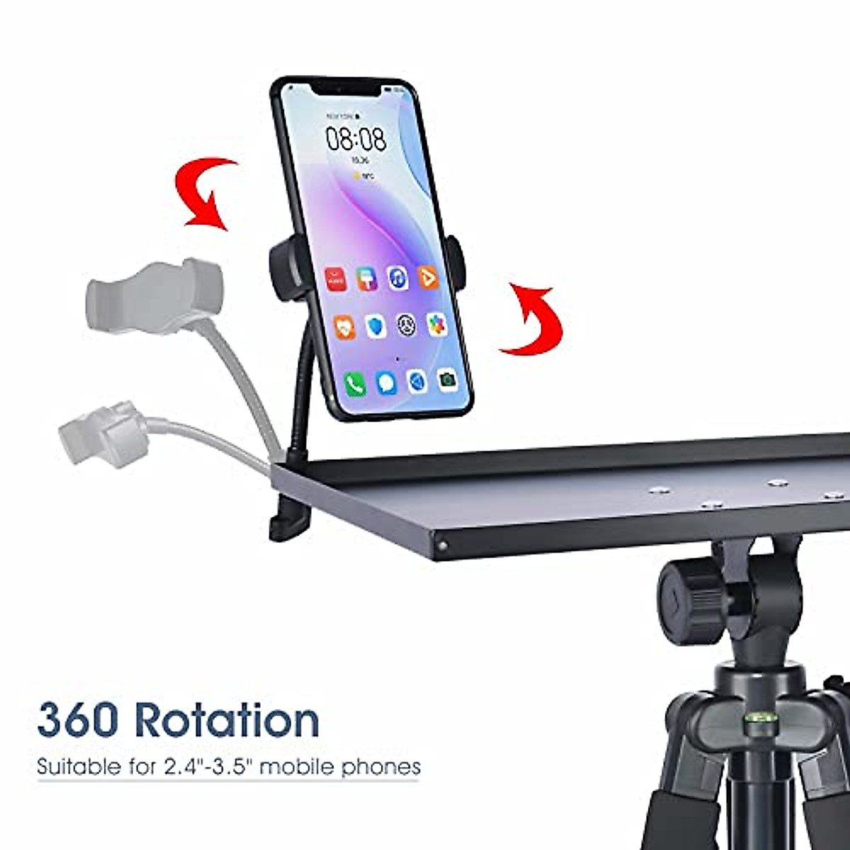 Klvied Universal Projector Tripod Stand - Laptop Tripod Stand with Removable Mouse Tray and Gooseneck Phone Holder, Laptop Floor Stand Adjustable 17.6 to 51.4 Inch, Projector Stand for Stage, Studio