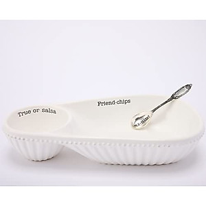 Mud Pie Circa Chip and Dip Set, White, 6.75" x 12