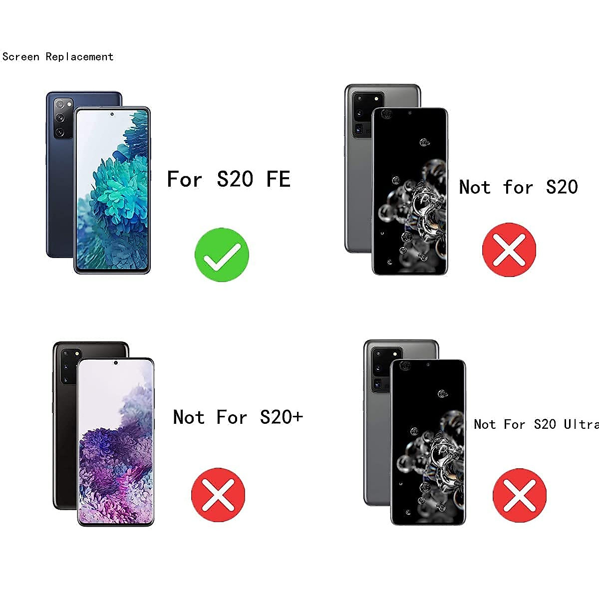 ZTOOYO AMOLED For Samsung Galaxy S20 FE 5G screen replacement kit for samsung s20FE screen replacement LCD Display Touch Screen Digitizer SM-G781U1/DS G781A G781W G781V 6.5 inch (Black With Frame)
