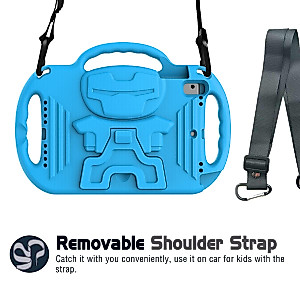 AVAWO Kids Case for 9.7" iPad 6th Generation Kids Case, iPad 5th Generation Case, iPad Air 2 Case - with Shoulder Strap, Shockproof Handle Stand Cover for iPad 9.7" 2017(5th Gen) 2018 (6th Gen)-Blue