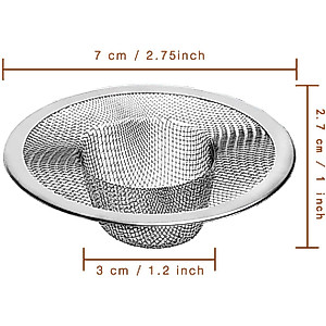40pcs Heavy Duty Stainless Steel Slop Basket Filter Trap, 2.75" Top / 1" Mesh Metal Sink Strainer,Perfect for Kitchen Sink/Bathroom Bathtub Wash basin Floor drain balcony Drain Hole,Utility