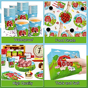 Farm Animal Birthday Party Decorations Farm Plates Tableware Barnyard Farm Birthday Party Supplies Serves 25 Farm Themed Cups, Farm Animal Napkins Red Knife/Fork/Spoon