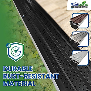 FlowGuard High Clearance Premium 50-Year Gutter Cover System - Thermal Thaw Black 5 Inch Aluminum Gutter Guards, 102 Feet - by FlexxPoint