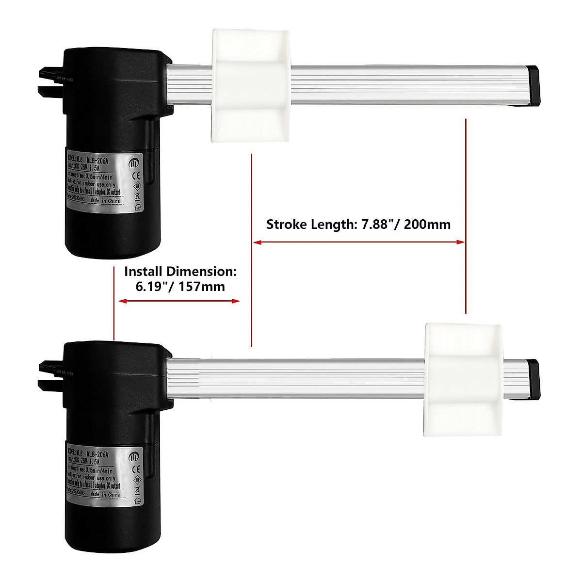 Kroshine Power Recliner Motor Replacement with Cord Model ML8-206A Linear Actuator for Sofa Lift Chair Couch Massage Seat Bed, Aluminum