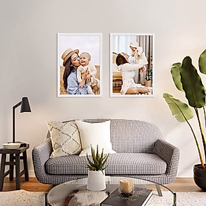 QTART 16 x 20 Poster Frame White Solid Wood 16x20 Frame, Wall Mounting Puzzle Frame 16x20 Without Mat for Home Decoration, 3 Pack