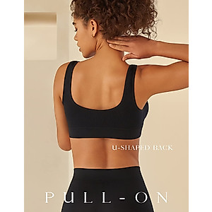 Womens Sports Bras, Yoga Comfort Seamless Stretchy Sports Bra for Women 3 Pack Black