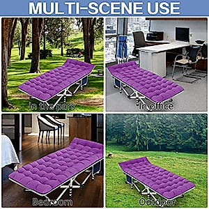 COLMERD Camping Cot with Comfortable Mattress Cots for Sleeping with Pad Heavy Duty Camping Bed Sleeping Cot Include Carry Bag Camping Cots for Adults Home Office Nap Vocation Outdoor
