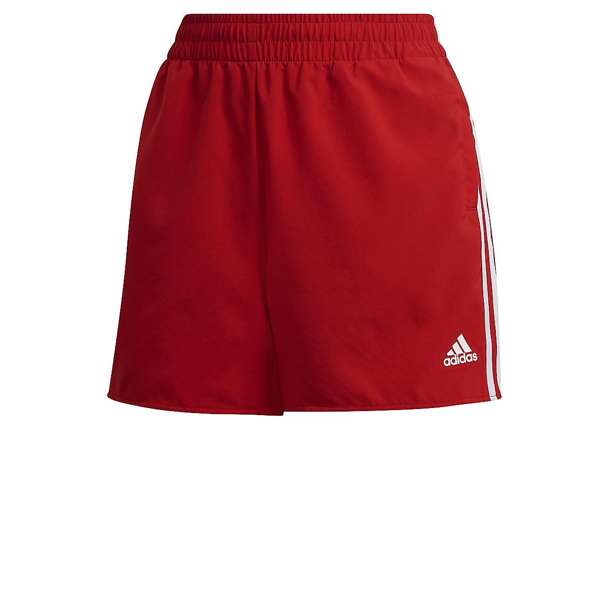 adidas Womens Woven 3-Stripes Sport Shorts Scarlet/White X-Small