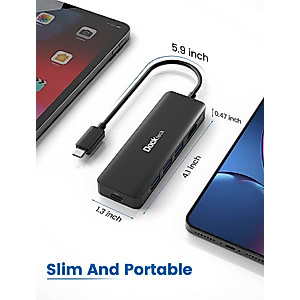 USB C HUB 4K 60Hz, Dockteck USB-C Multiport Adapter 5-in-1 with 4K HDMI, 100W Power Delivery, 3 USB 3.0 Data Port for MacBook Pro/Air M1 2020, iPad Pro 2021, iPad Mini 6, Surface Pro and More