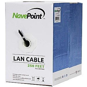 NavePoint CAT6 Ethernet Cable - CCA Bulk CAT6 Cable 250ft Ethernet Cable, 550MHz, 23AWG 4 Pair, Unshielded Twisted Pair (UTP), Solid Black