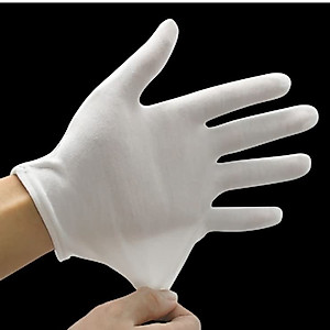 ANDSTON 24Pcs White Gloves, 12 Pairs Soft Cotton Gloves, Coin Jewelry Silver Inspection Gloves, Stretchable Lining Glove, Medium Size