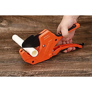 Ratchet Pvc Pipe Cutter, Cuts up to 2-1/2", PVC Cutter 2 Inch, Sk5 blade and aluminum alloy body, Cutting for PEX, PVC, and PPR Pipe, Etc,Ideal for Home Working and Plumbers