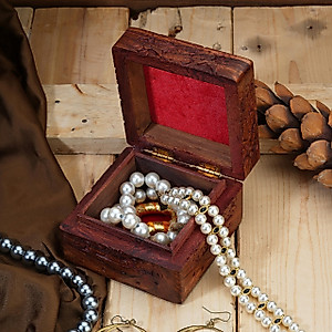 Ajuny Wooden Hand Carved Decorative Keepsake Box Jewelry Armoire Treasure Chest Trinket Holder Storage Travel Organiser Perfect Unique Gifts Ideas for Men and Women