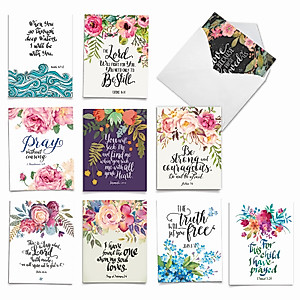 The Best Card Company - 10 Assorted Blank All Occasions Notecards Box Set 4 x 5.12 Inch w/Envelopes Bible Verse, Men, Women Variety Pack (10 Designs, 1 Each) - Holy Sentiments M2380OCB