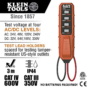 Klein Tools NCVT3PKIT Electrical Test Kit, Dual-Range Non-Contact Voltage Tester with Flashlight, AC/DC Voltage Tester