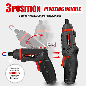 hyperpower S025 4V Cordless Screwdriver,230RPM, 2.0A Battery Electric Screwdriver With LED Light, 54pcs CRV Bits in Deluxe Transparent Box