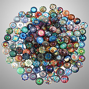 Dangle Earrings 200pcs Round Glass Mosaic Tiles Mixed Mosaic Glass Pieces for DIY Crafts Jewelry Making 10mm Bracelets Beads