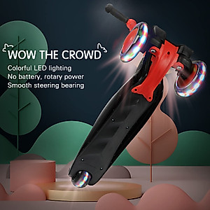 LOL-FUN Scooter for Kids Ages 3-5 Suitable Toy for 2 Year Old Boy Girl Gift with LED Lights, 3 in 1 Toddler Balance Bike & Push Toy, 4 Adjustable Height and Lean-to-Steer