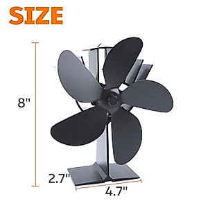 KIAADSY Wood Stove Fan Heat Powered, 5-Blade Fireplace Fan for Wood/Fireplace/Log Burner, Efficiently Circulate Warm Air, Cocoon Fan(Black, 5 Blade)
