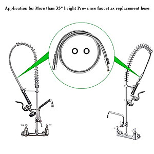 KWODE 60” Commercial Pre-rinse Sprayer Hose Replacement Parts for Pre Rinse Faucet, Flexible Stainless Steel Dish Spray Hose for Restaurant Industrial Kitchen Faucets