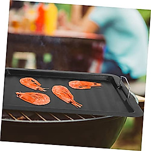 SHOWERORO 1pc Bakeware Grill Toppers Griddle Plate Barbecue Baking Pan Indoor Griddle Nonstick Bakeware Stainless Steel Griddle Baking Tool Barbecue Accessory Camping Barbecue Pan Tray Iron