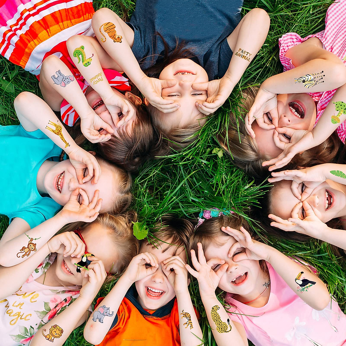 Demissle 400 Pcs Jungle Animal Temporary Tattoos for Kids, Safe Safari Tattoos Stickers DIY Hippie Face Craft Multi Patterns for Jungle Themed Party Favors Zoo Giraffe Monkeys Tigers Lions (72 Sheets)