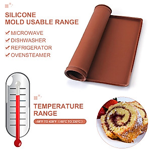 RESOME Large Swiss Roll Cake Mat Flexible silicone Baking Tray, 14.17x11 in Silicone Jelly Roll Pan Cookies sheet Bakeware Nonstick Baking Tray, silicone baking pan,Brown