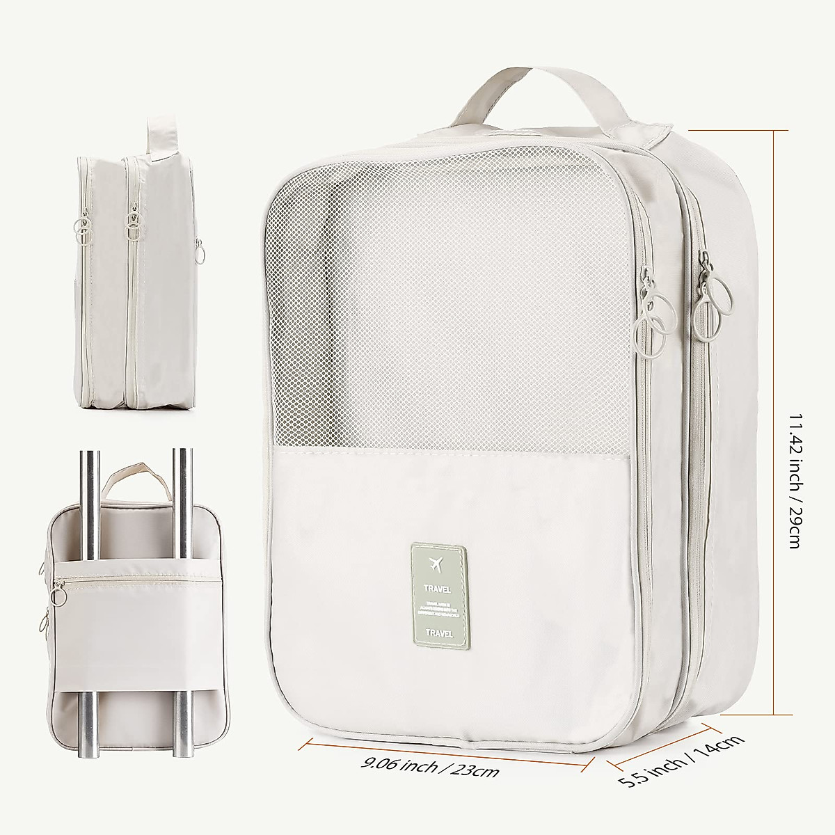 Travel Shoe Bag Holds 3 Pair of Shoes, Hezelf Shoe Storage Pouch for Travel and Daily Use, Travel Suitcase Shoe Organizer, Waterproof