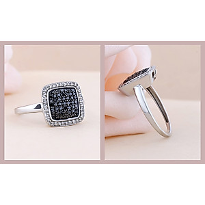 Dazzlingrock Collection 0.50 Carat (ctw) Sterling Silver Round Black & White Diamond Women Cocktail Ring 1/2 CT, Size 8