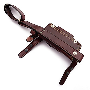 GCS Custom Handmade Leather Sheath - Vertical Drop Leg Carry for 6" or Smaller Fixed Blades GCS 167