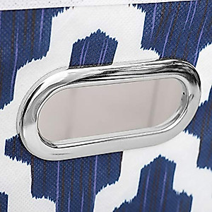 Home Basics SB51406 Collapsible Storage Bin, 10.5'' x 10.5'' x 10.5'' (26.7 x 26.7 x 26.7 cm), Ornate Lattice Weave (Navy Blue)