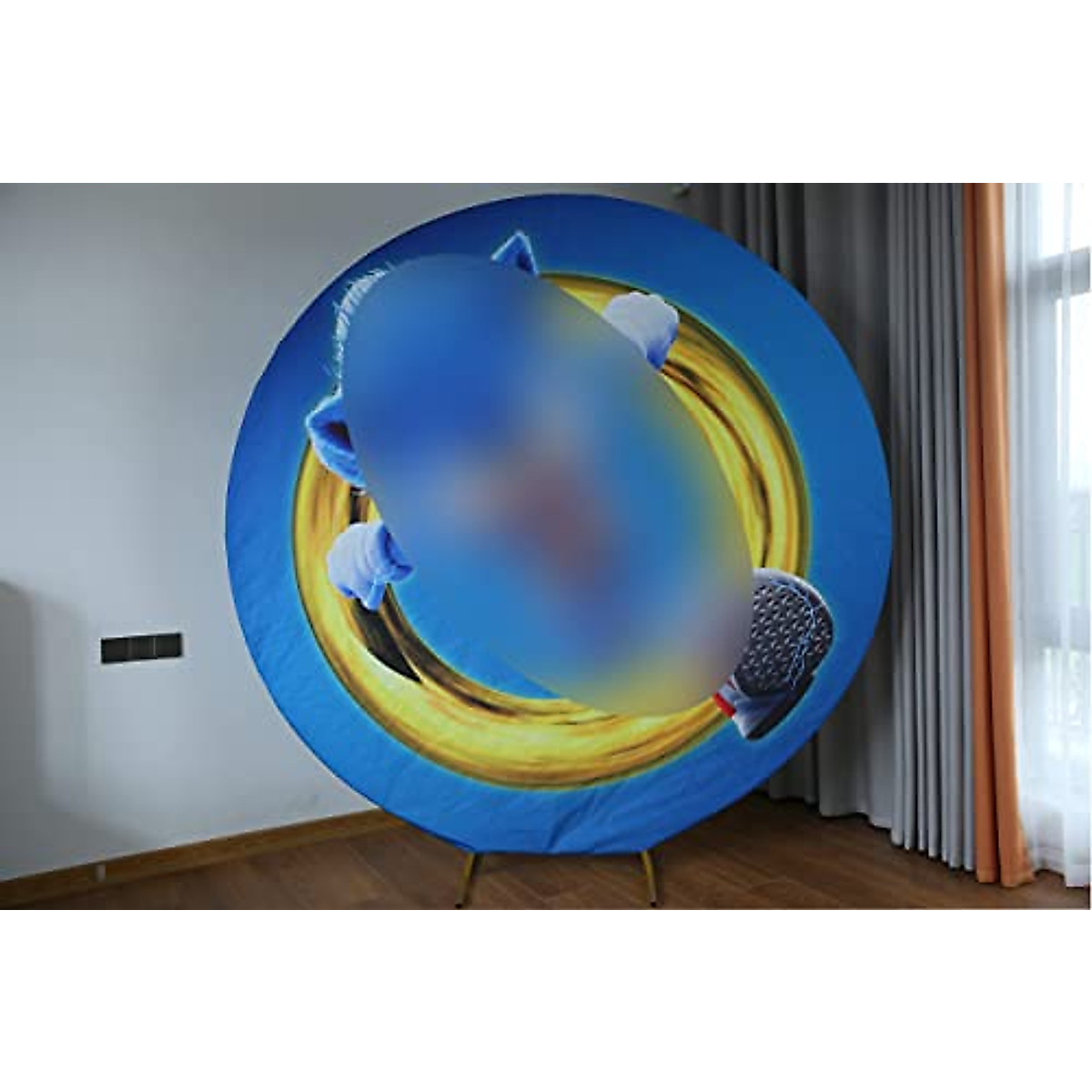 Baby Birthday Party Backdrop 7.5ft Diameter Round Cover Background Cartoon Hedgehog Theme Baby Shower Table Decoration Elastic Washable Ironable Fabric