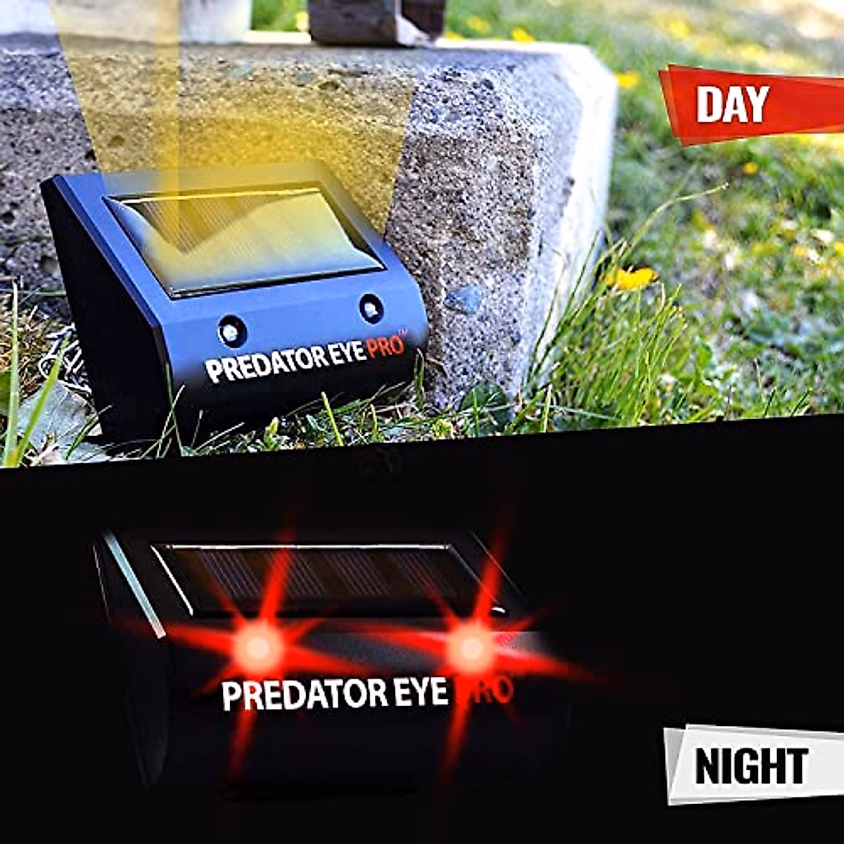 Predator Eye PRO - Aspectek - 4600sq ft Coverage w/Kick Stand Solar Powered Predator Light Deterrent Light Night Time Animal Control - 2 Pack