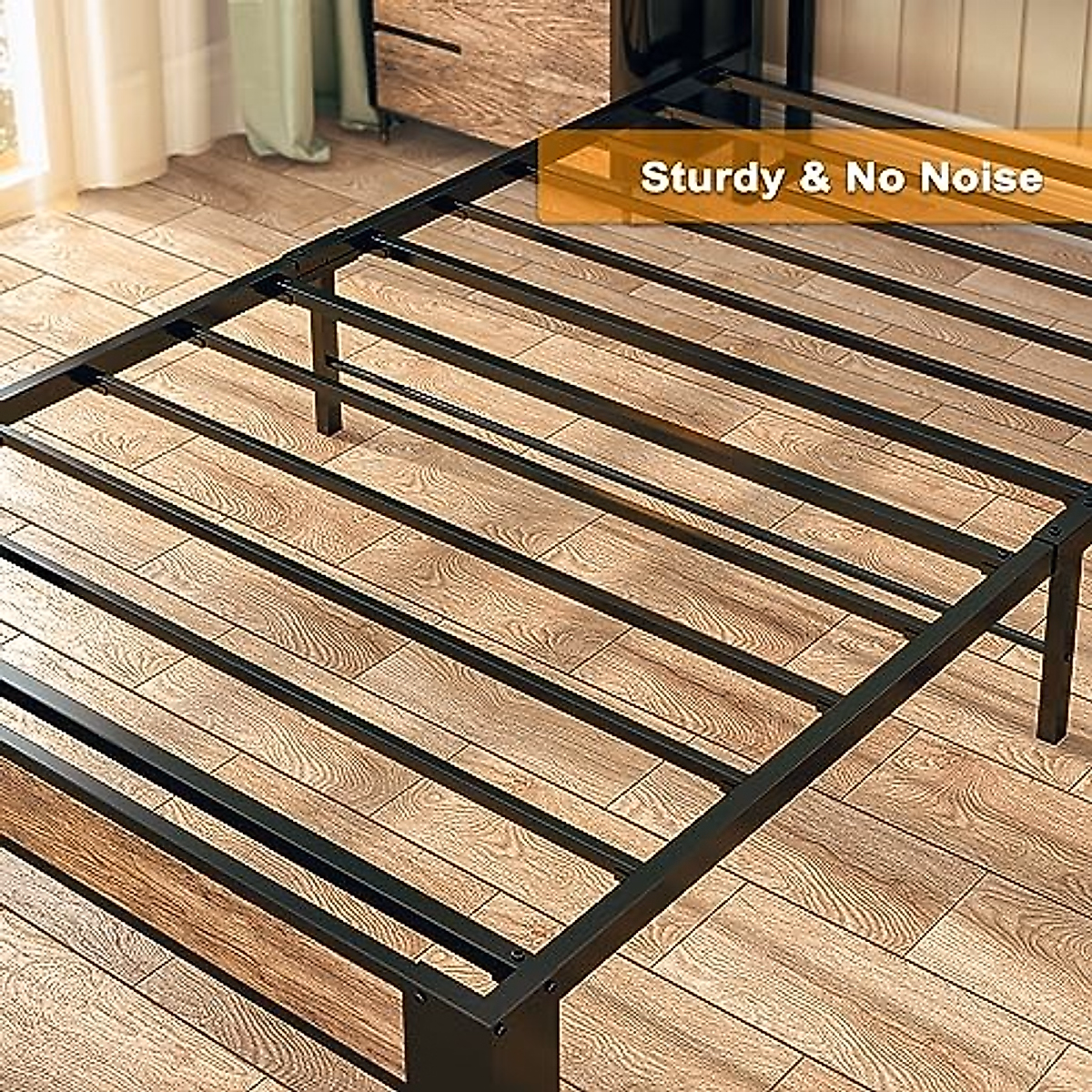 LIKIMIO Twin Bed Frames, Storage Headboard with Charging Station, Solid and Stable, Noise Free, No Box Spring Needed, Easy Assembly (Walnut and Beige)